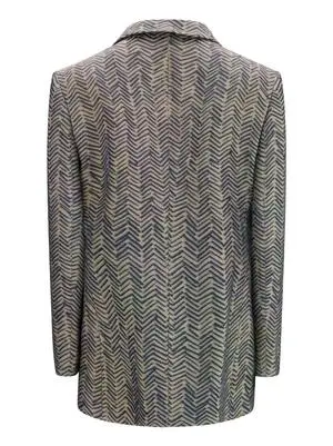 Giorgio Armani Single-breasted Chevron-pattern Blazer - Brown