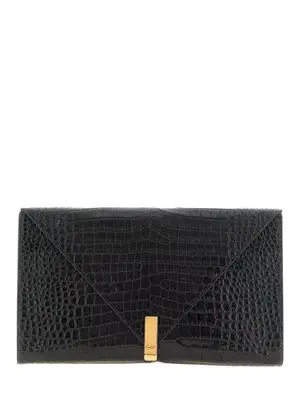 GIUSEPPE ZANOTTI Croc-print Envelope Clutch - Black