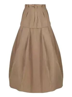 LITKOVSKA Pleated Palloncino Midi Skirt - Neutrals