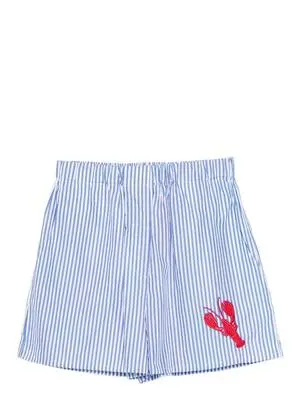 Joshua Sanders Lobster-embroidered Striped Shorts - Blue