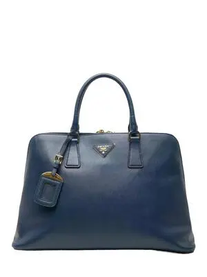 Prada Large Saffiano Lux Promenade Satchel - Blue