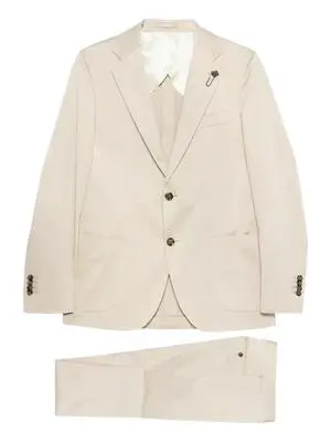LARDINI Single-breasted Cotton Suit Neutrals