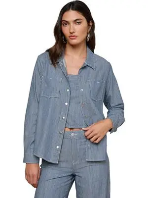 L'Agence Isla Striped Shirt - Azure Blue Stripe