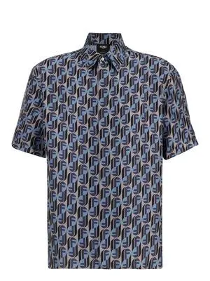 Fendi Blue Silk Fendinity Printed Shirt Multicolour