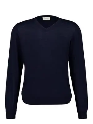 PIACENZA CASHMERE 1733 V-neck Virgin Wool Jumper - Blue