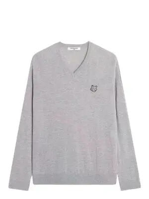 Maison Kitsuné Fox Head Wool Sweater - Grey
