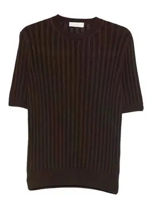 LUIGI GENTILE Open-knit Short-sleeved Sweater - Brown