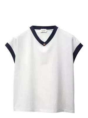 Versace Medusa-button Contrast-trim Slim Cotton T-shirt - White