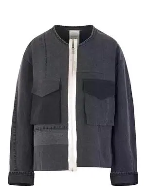 KURO Asymmetric Frayed Jacket - Grey