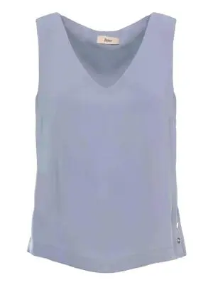 Herno Herno Sleeveless Blouse With Side Button Detail Blue