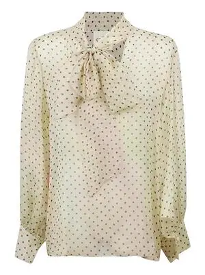 CRIDA MILANO Polka Dot Tie-neck Blouse - Neutrals
