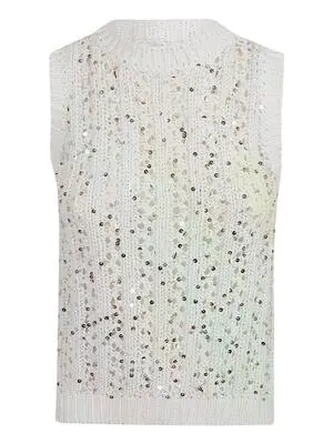 Peserico Sequin-embellished Knit Vest - White