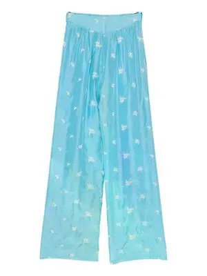 FORTE_FORTE Floral Embroidered Trousers - Blue