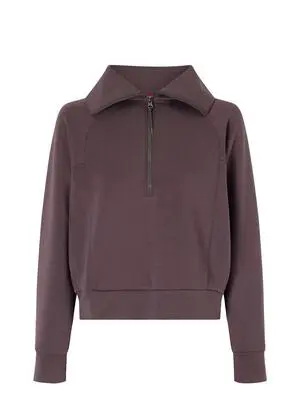 Spanx Airessentials Stretch-jersey Half-zip Sweatshirt - Brown