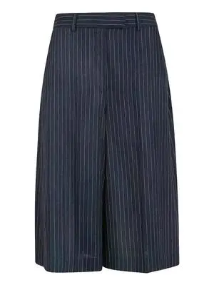 LARDINI Pinstripe Long-length Shorts - Blue