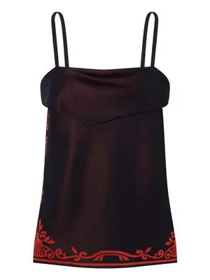 HIGH SPORT Jess Draped Embroidered Knitted Tank - Blue