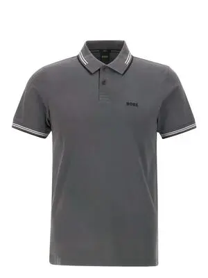 BOSS Contrast-trim Cotton Polo Shirt Grey