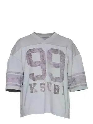 Ksubi Halftime Ss Duke T-shirt With Printed Artwork And Mesh Paneling - Grey