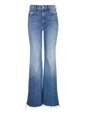 MOTHER Frayed Hem Denim Jeans - Blue