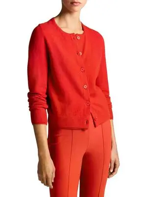 Vince Scalloped-trim Buttoned Cardigan - Red