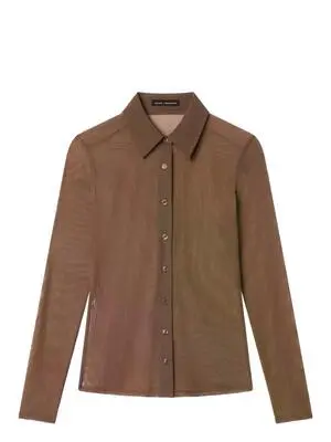 Good American Semi-sheer Long Sleeve Shirt - Brown
