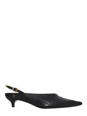 ANINE BING Rae 38mm Leather Slingback Pumps - Black