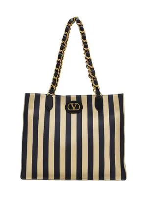 Valentino Garavani Tess Striped Denim Tote Multi