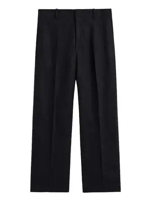 Cos Linen Relaxed-fit Straight-leg Pants - Black