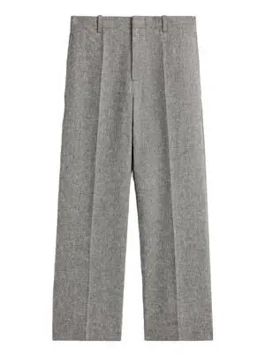 Cos Linen Relaxed-fit Straight-leg Pants - Gray