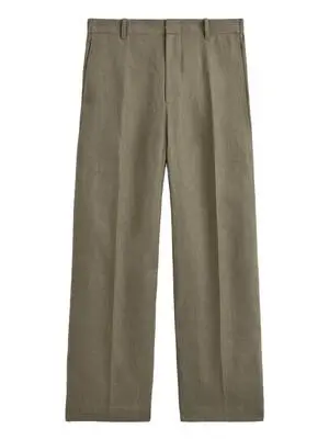 Cos Linen Relaxed-fit Straight-leg Pants - Green