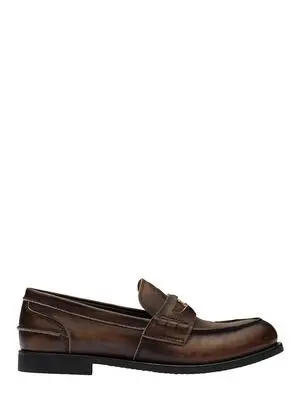 Miu Miu Leather Penny Loafers - Ebano