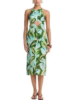 farm rio off white blue foliage midi dress Farm Rio Bird Leaves Long Dress main image 0