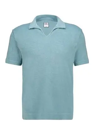 Fedeli Light Cyan Peter Terry Cotton Polo - Blue