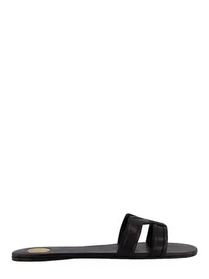 Saint Laurent Mabrouka Leather Slides Black