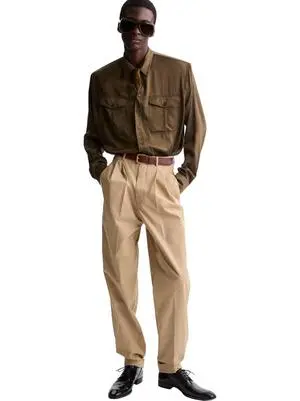 Saint Laurent Slim-fit Technical Cotton Pants - Beige