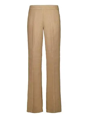 120% Lino Savana Linen Casual Fit Trousers Brown