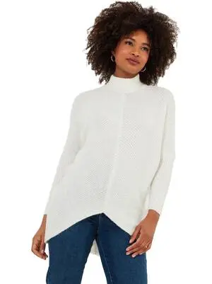JOE BROWNS Mock Neck Rib Sweater With Batwing Sleeves - Cream