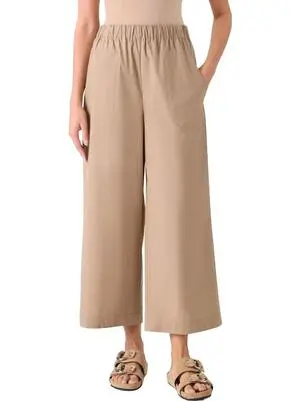 Akris Frey Wide Leg Cropped Pants - Beige