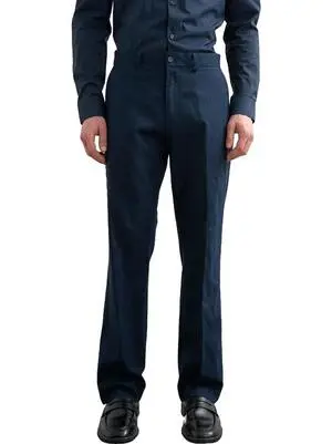 Topman Linen Blend Straight Leg Pants - Navy
