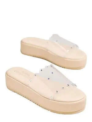 Matisse Jelly Platform Sandals With Scalloped Embellishments - Clear