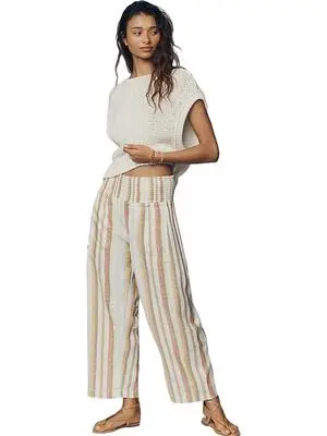 PILCRO Reese Smocked Barrel Leg Pants - Multi Stripe