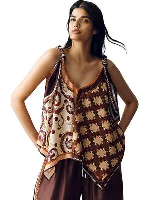 ALEMAIS Wilson Silk Scarf Top - Orange
