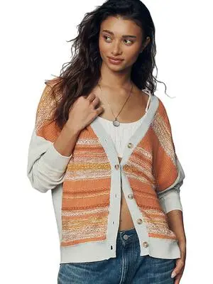 PILCRO Cotton Sunflower V-Neck Cardigan