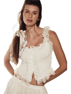 Anthropologie Ruffle Knit Tank Top - Ivory