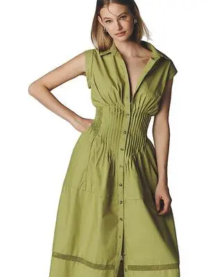 Maeve Waisted Midi Shirt Dress - Willow