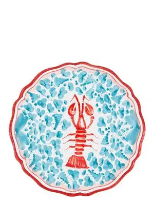 LES-OTTOMANS La Menagerie D'ete Lobster Dessert Plate - Red