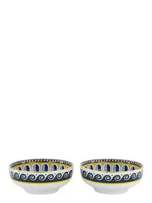 La DoubleJ Napoli Porcelain Snack Bowl Set Of 2 - Multicolour