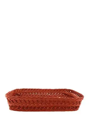 HOUSE OF CAPRICORN Vitória Brick Wicker Medium Tray - Orange
