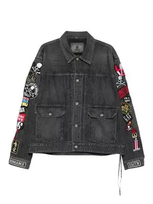MASTERMIND WORLD Patched Denim Jacket - Grey