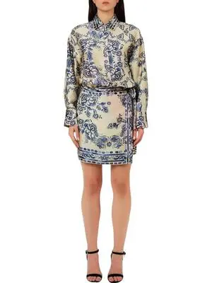 Liu Jo Floral Print Long Sleeve Mini Dress - Neutrals